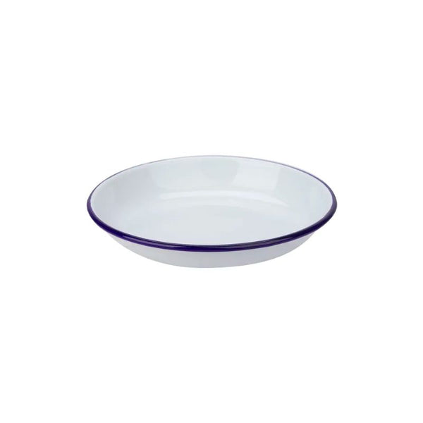 Falcon Enamel Shallow Bowl / Plate - White with Blue Rim | NZ - Kiwi ...