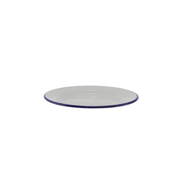 Falcon Enamel Dinner Plate - White with Blue Rim | NZ - Kiwi Family Kitchen