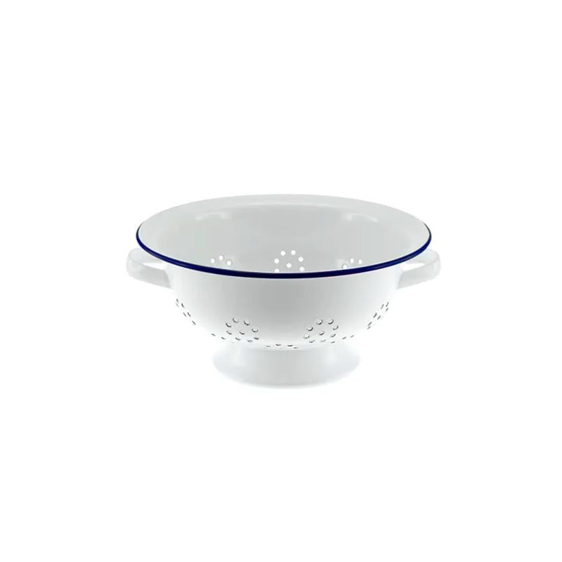 Falcon Enamel Colander - White with Blue Rim | NZ - Kiwi Family Kitchen