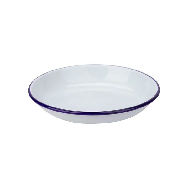 Falcon Enamel Shallow Pasta Plate - White with Blue Rim | NZ - Kiwi ...